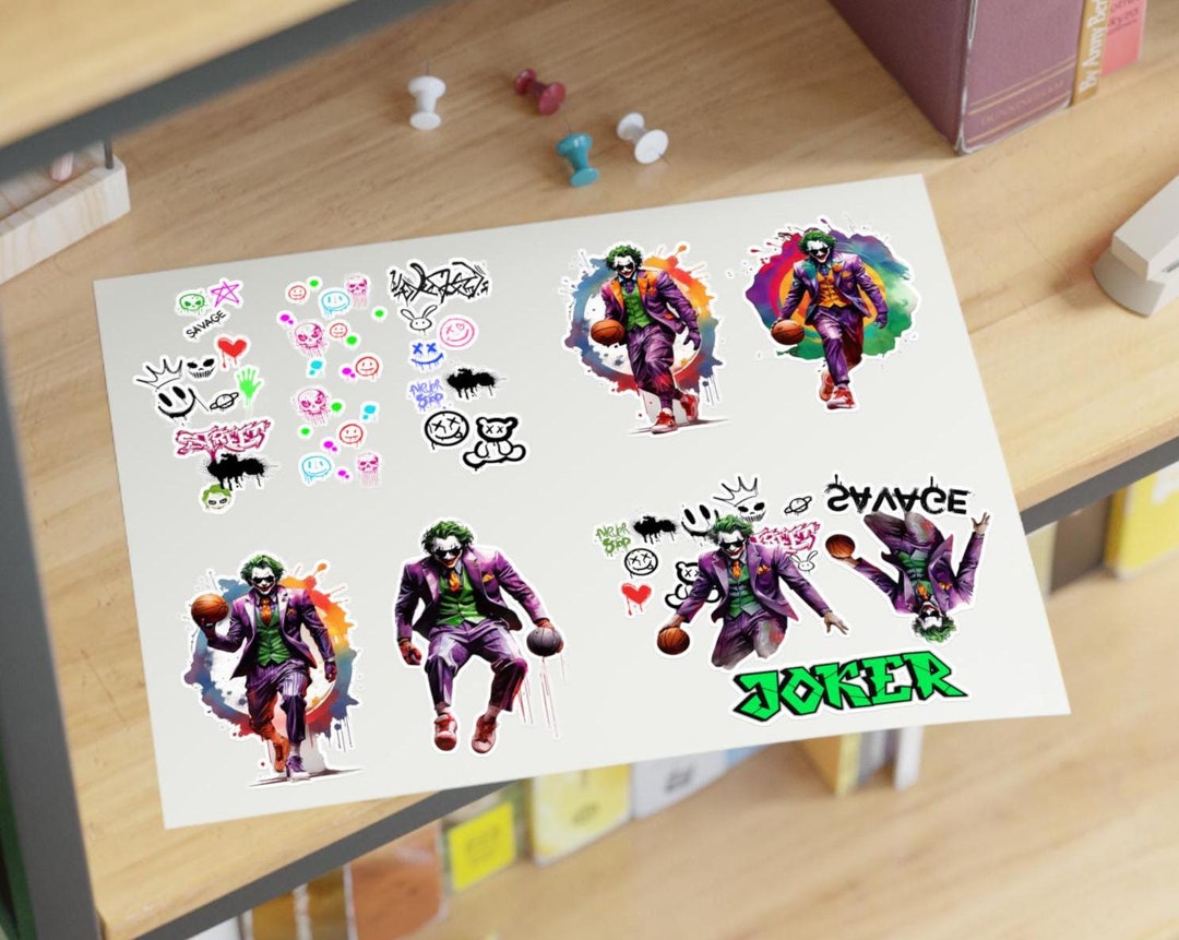 Joker Christmas Gift Sticker Sheets Basketball Back to School DC Joker ...