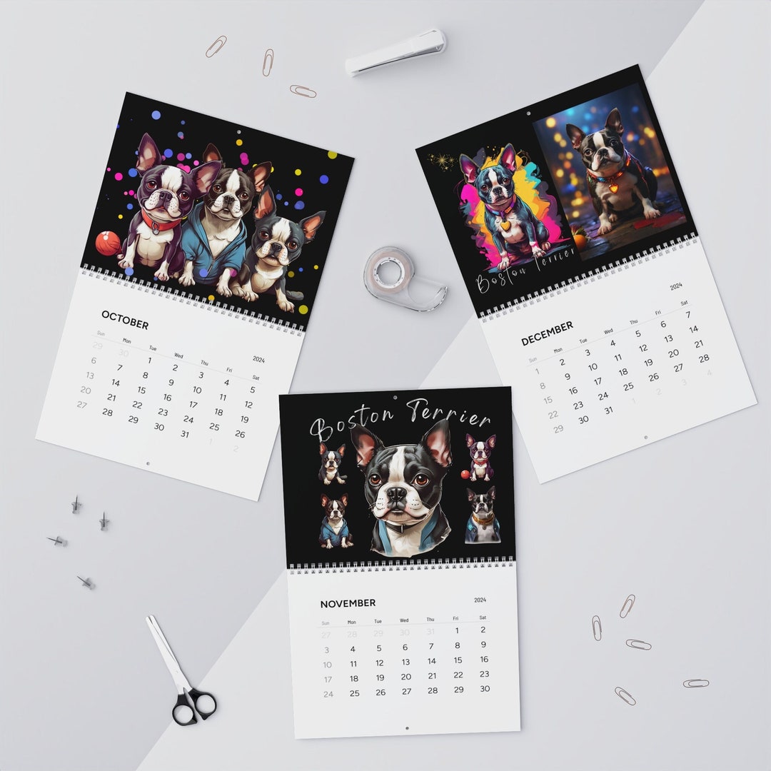 Boston Terrier Wall Calendars 2024boston Terrier Dog Lovers Dog Mama ...
