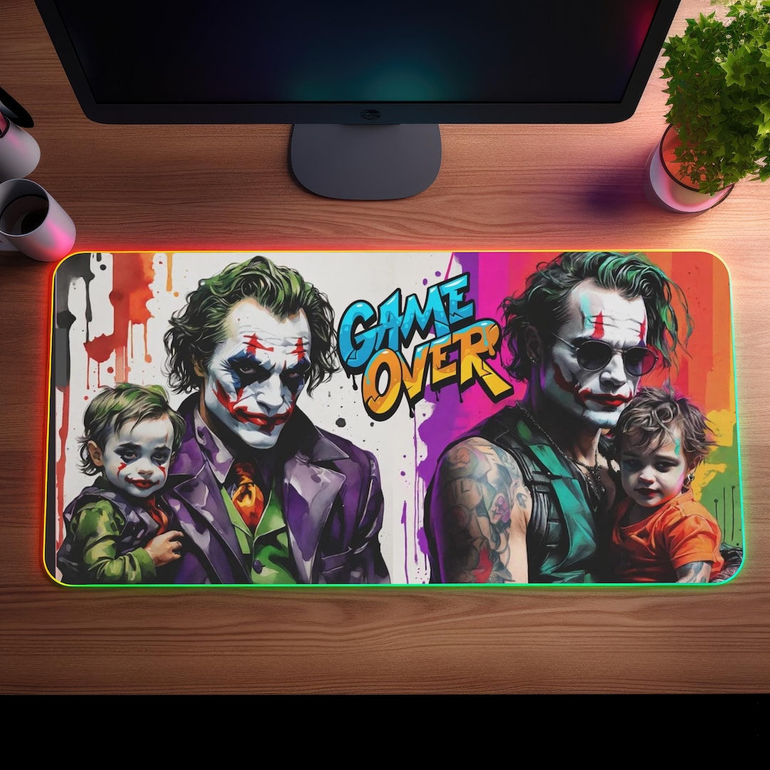 Jokers Son Game Over LED Gaming Mouse Pad DC Joker Wall Art Office Work ...