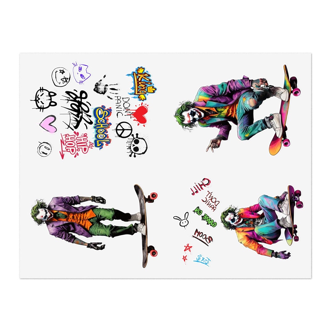 Joker Sticker Sheets Decals for Skateboard, Back to School Vinyl ...
