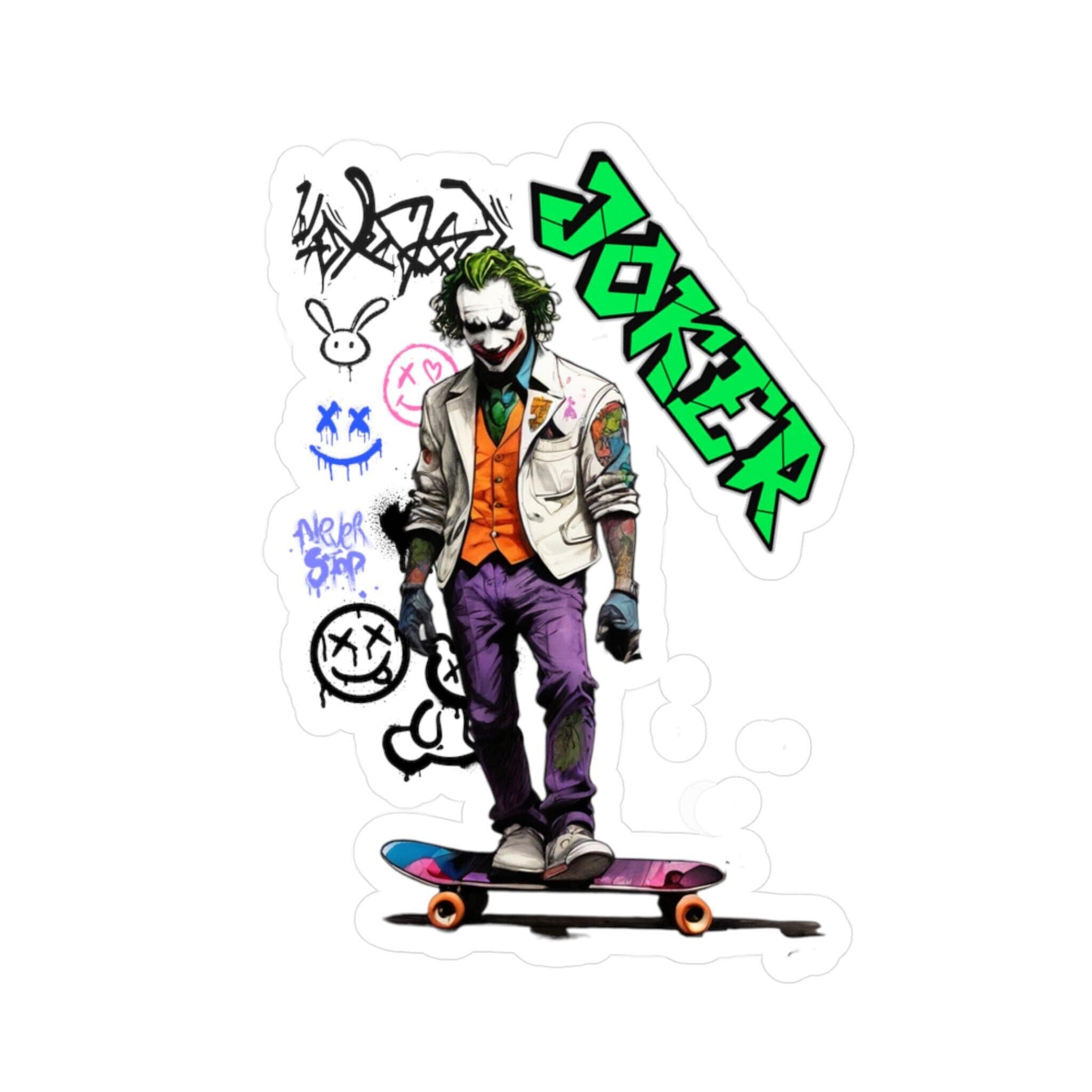 Kiss-cut Vinyl Decals Joker Sticker Skateboard Back to School Vinyl ...