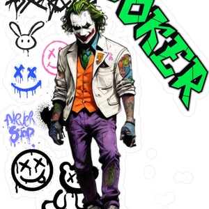 Kiss-cut Vinyl Decals Joker Sticker Skateboard Back to School Vinyl ...