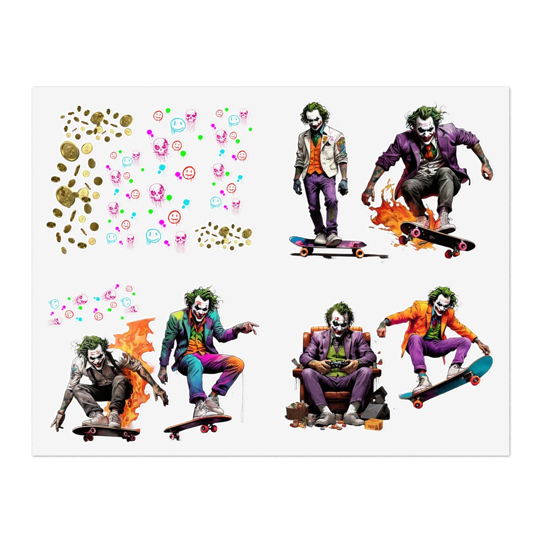 Joker Stickers Sheet Skateboard Back to School Joker Stickers Backpack ...
