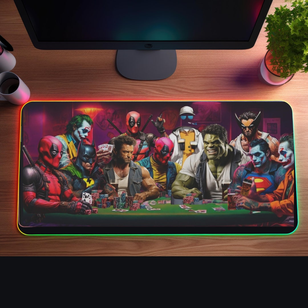 Deadpool Wolverine LED Gaming Mouse Pad - Superhero Comic Book Fan ...