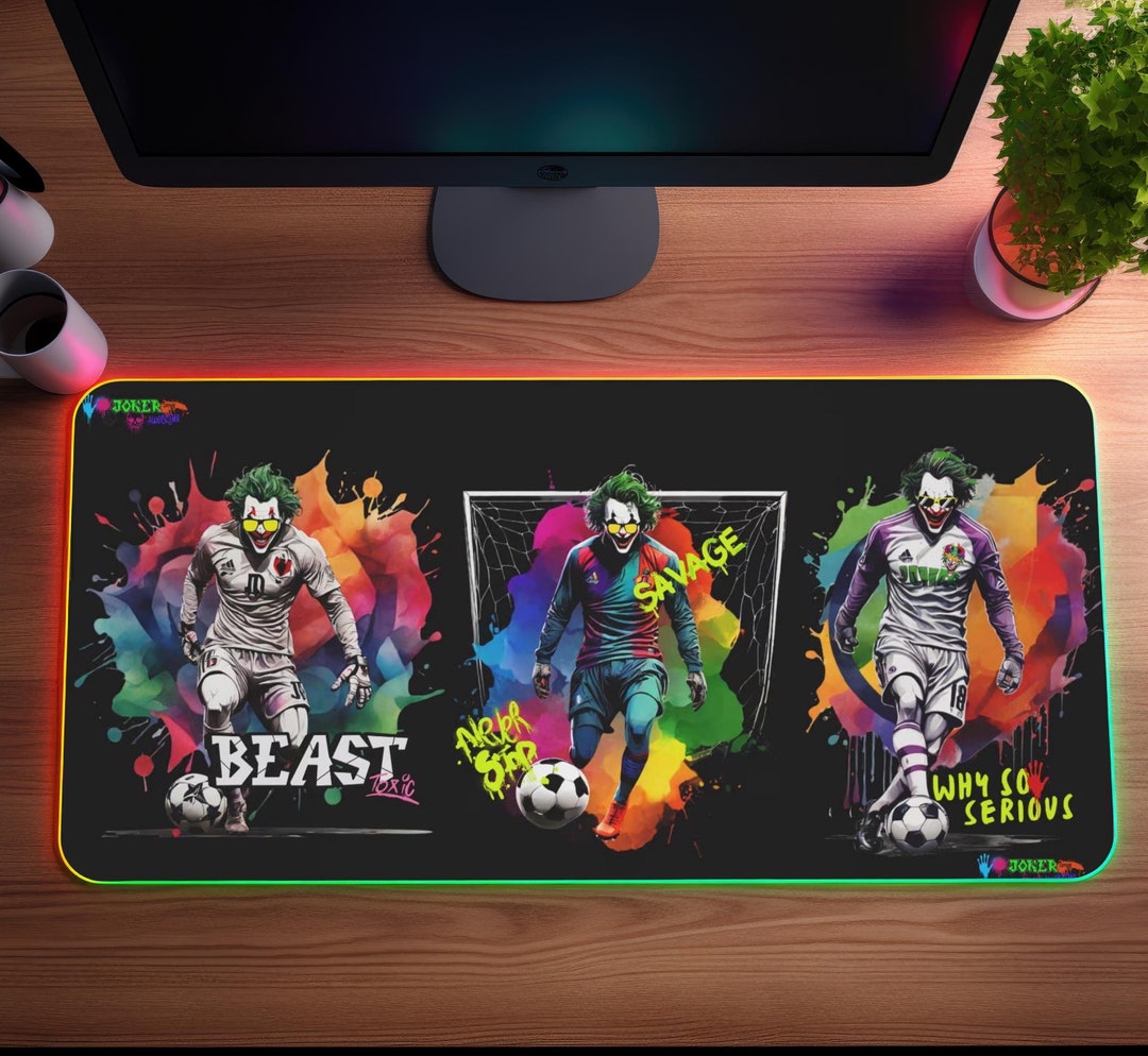 Joker Birthday Gift Soccer LED Gamer Mouse Pad, Computer Pad Laptop ...