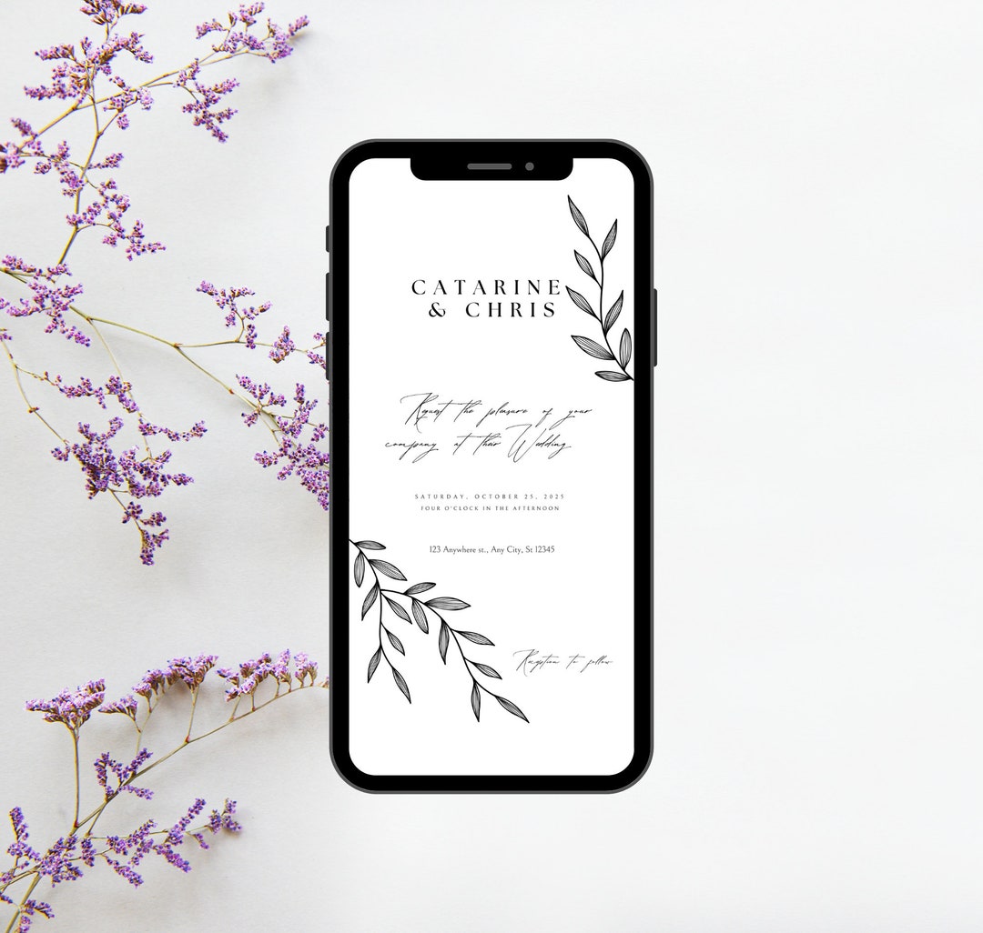 Digital Wedding Invitation | Modern Minimalist | Elegant Eletronic Text ...