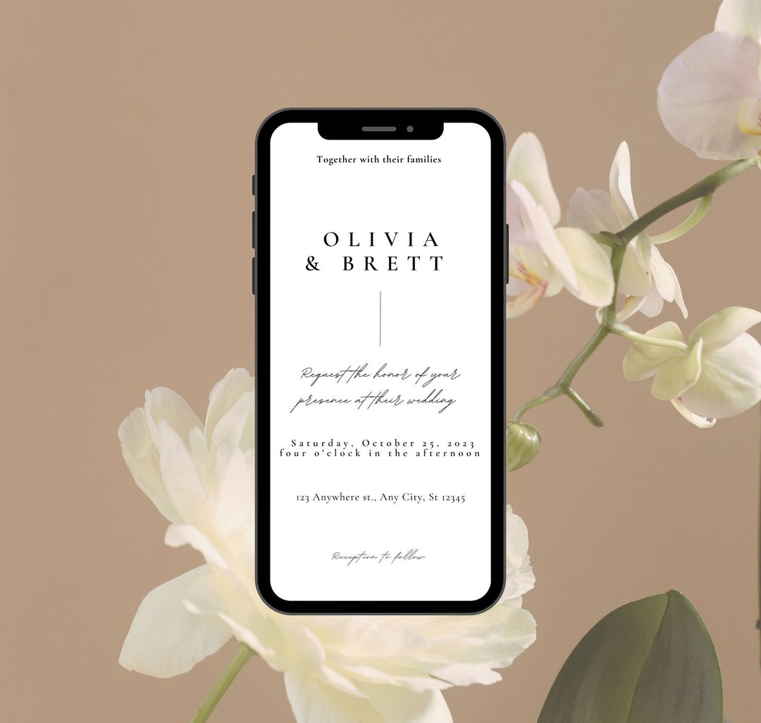 Digital Wedding Invitation | Modern Minimalist | Elegant Eletronic Text ...