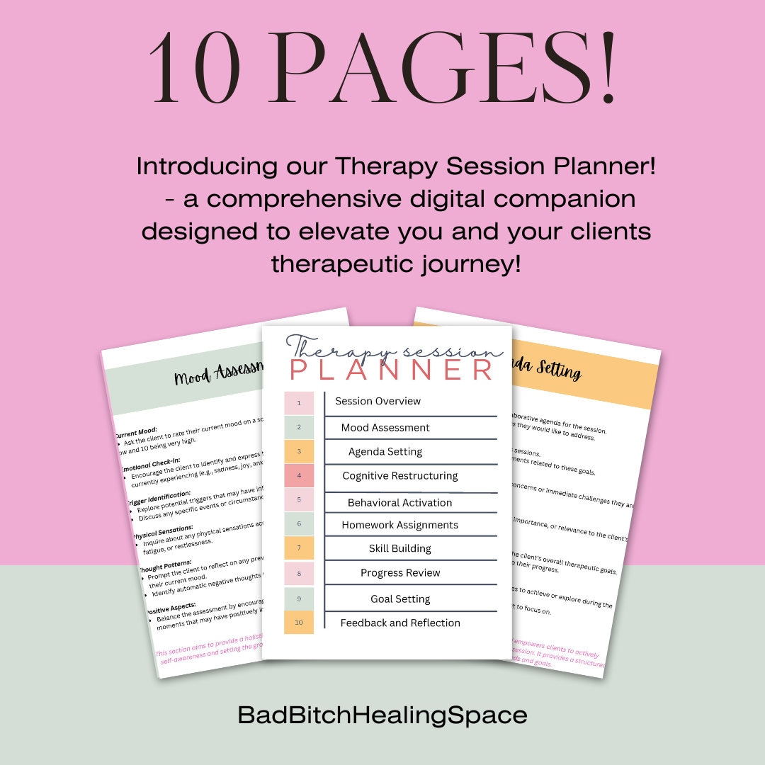 Digital Therapy Session Planner- 10 Pages of CBT, DBT, Solution Focused ...