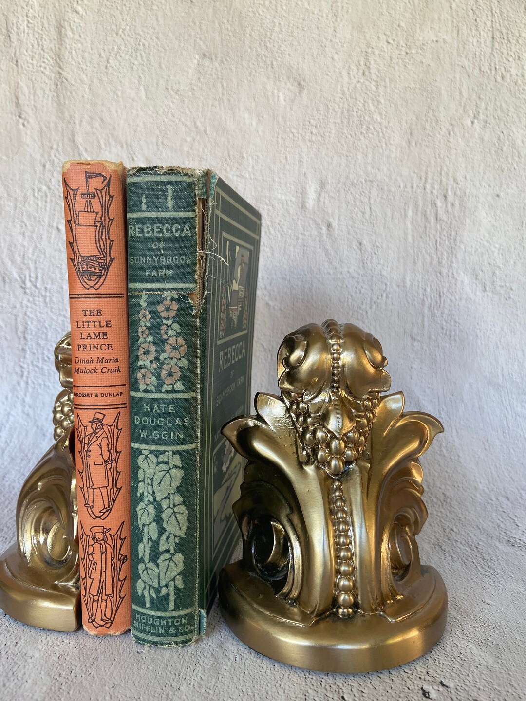 Vintage Brass Bookends Gold Ornate Art Deco Hollywood - Etsy
