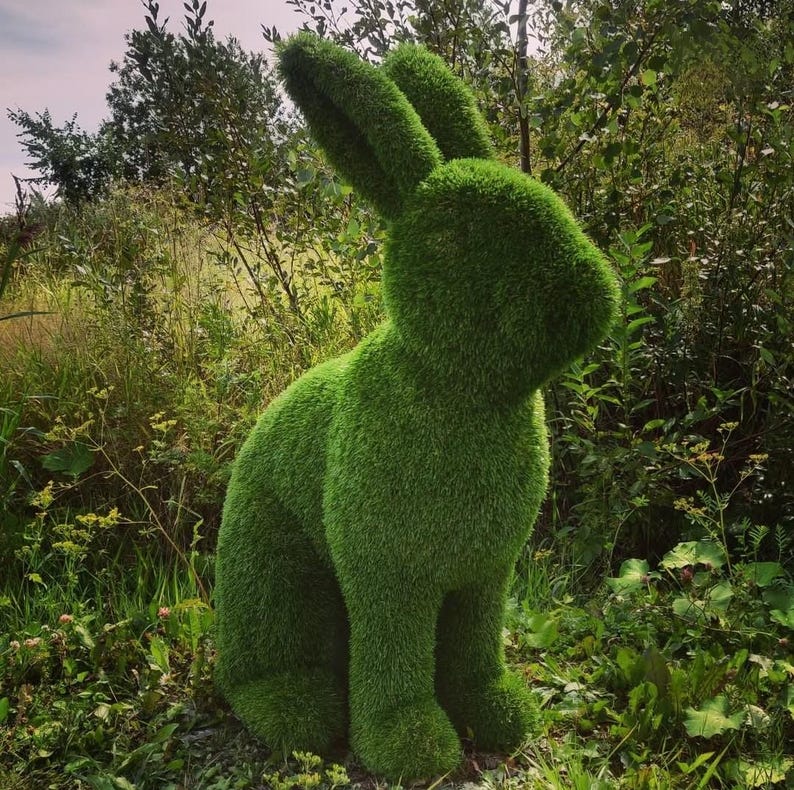 Topiary Rabbit Statue – Artificial Grass Garden Decor, Outdoor Yard ...
