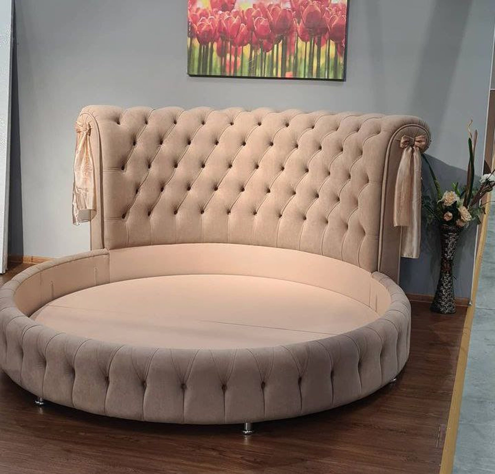 Round Bed Atlanta , Headboard of Any Size, Made to Order, Circle Bed ...