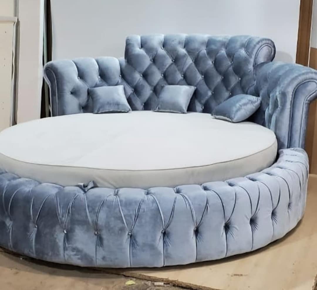 Round Bed Circle Uphlostery Tufted King Queen Full Size Any Color ...