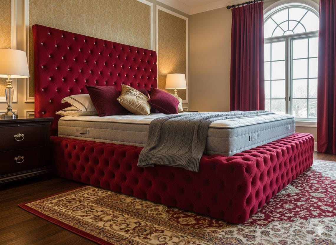 Luxury Bed With Tall Headboard | Custom Velvet Upholstery | Designer ...