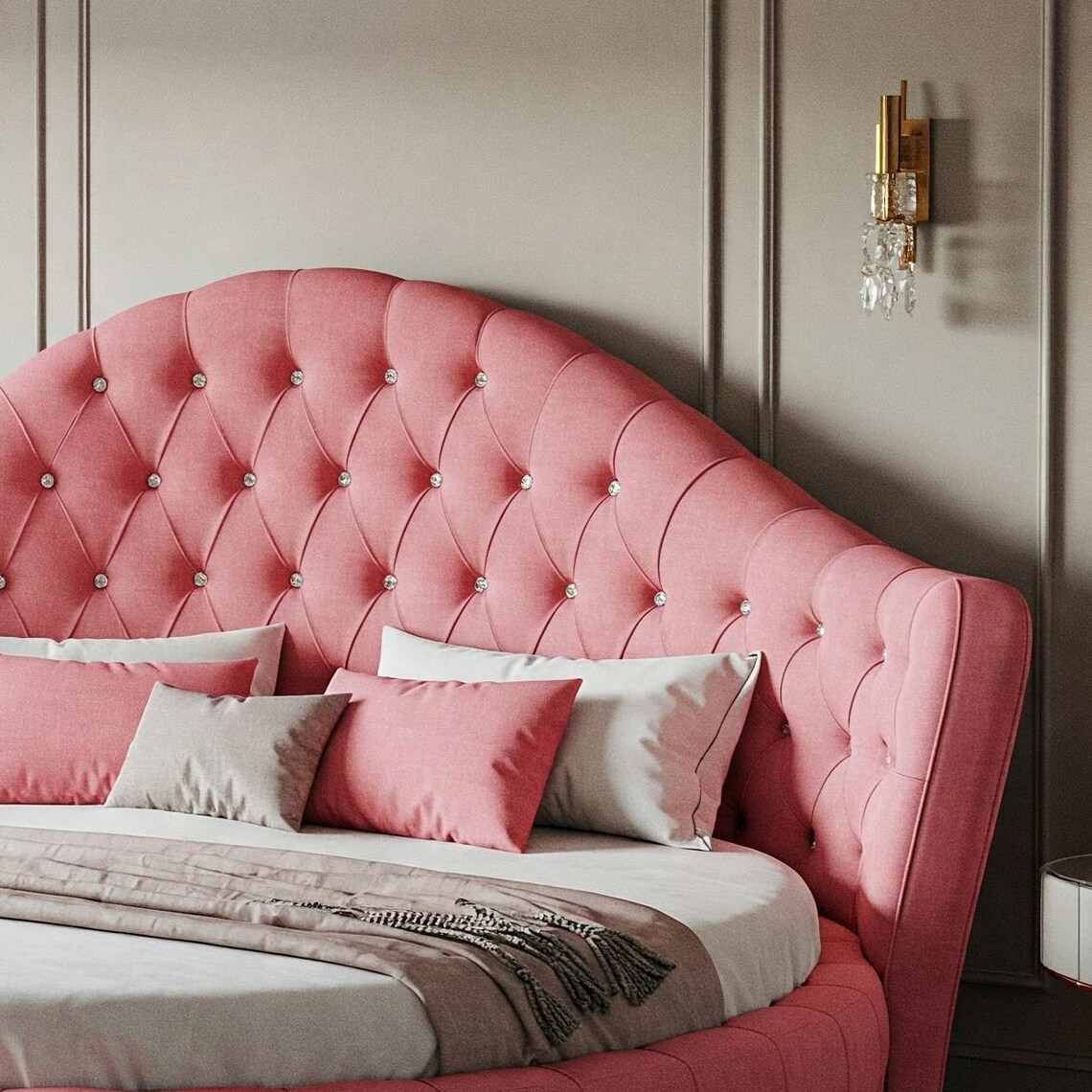 Round Bed , Headboard of Any Size, Made to Order, Custom Furniture ...