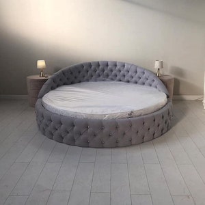 Round Bed Circle Uphlostery Tufted King Queen Full Size Any Color ...