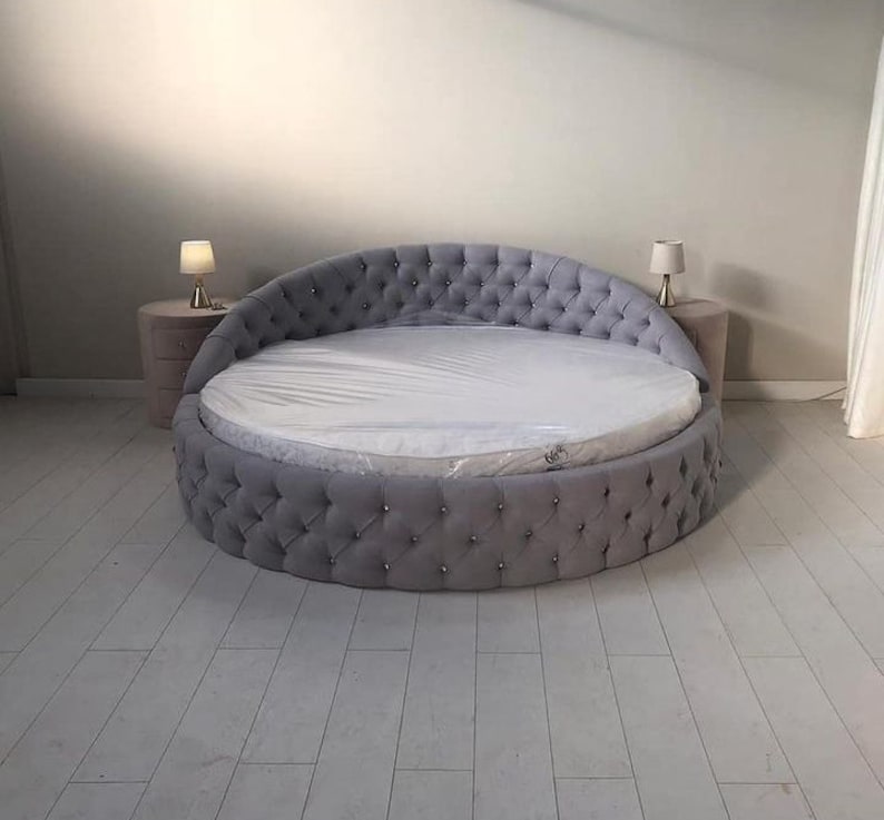 Round Bed Circle Uphlostery Tufted King Queen Full Size Any Color ...