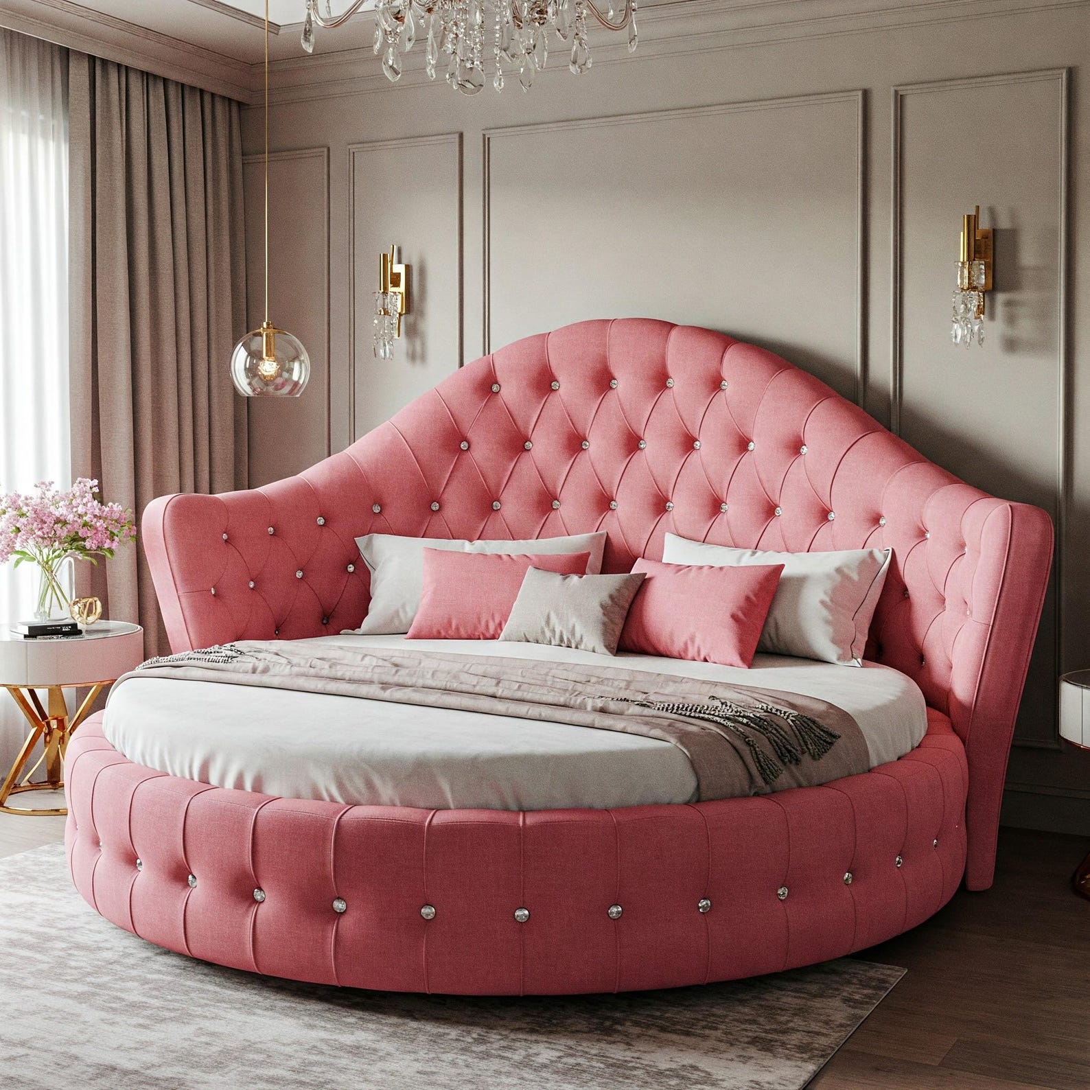 Round Bed , Headboard of Any Size, Made to Order, Custom Furniture ...
