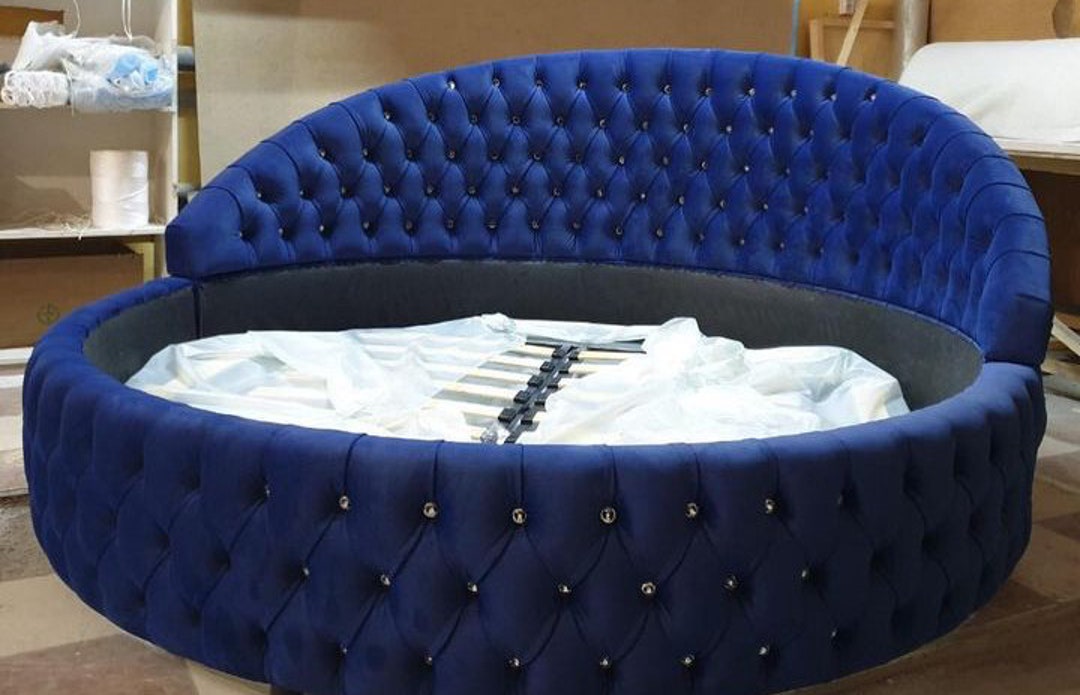Round Bed Circle Uphlostery Tufted King Queen Full Size Any Color ...