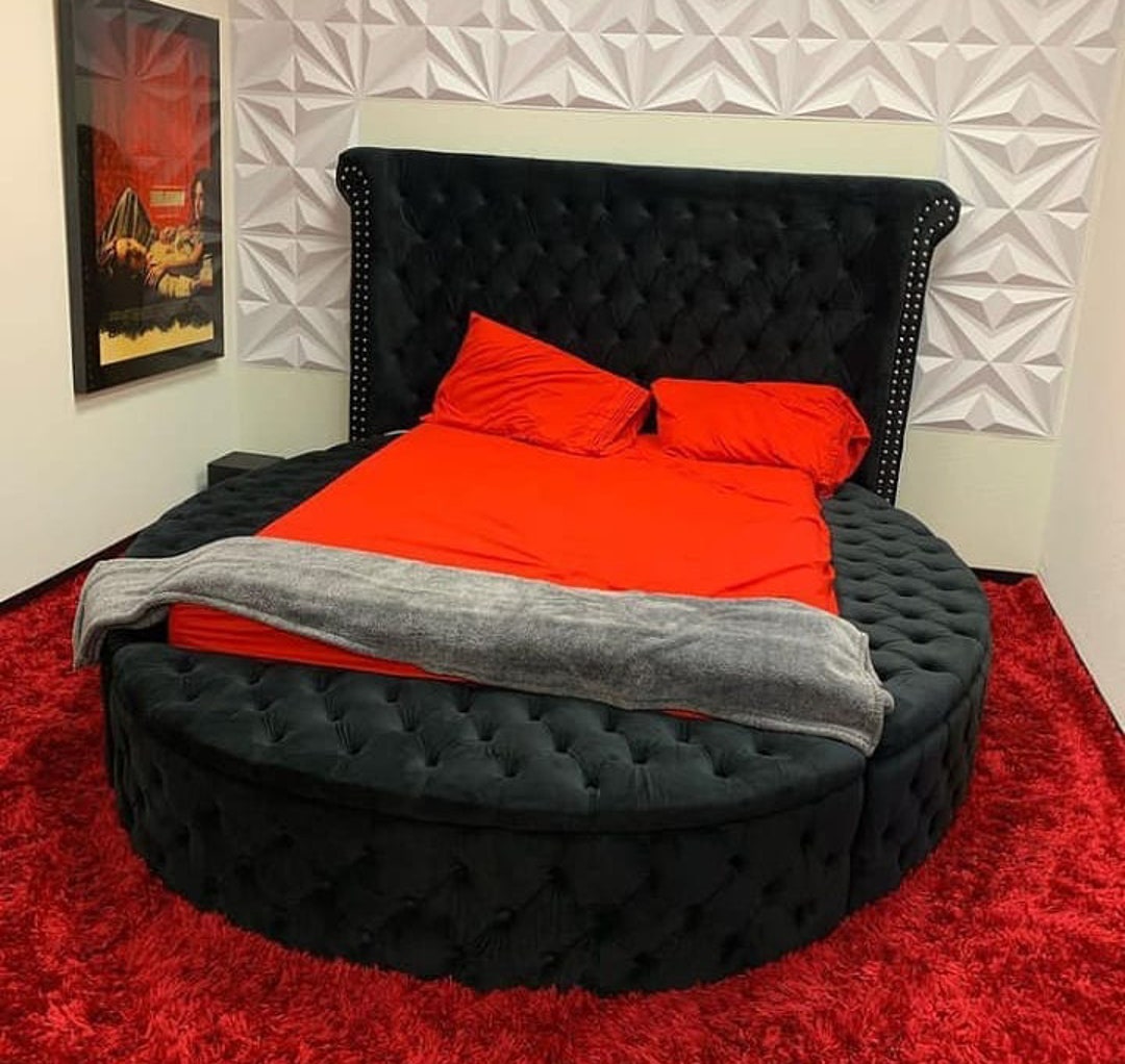 Round Bad Angelina King Queen Full Size Any Color Custom Bed, Circle ...