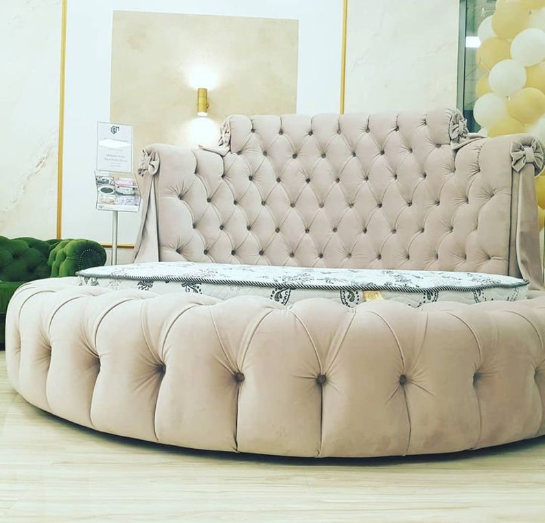 Round Bed Amelia V.2, Headboard of Any Size, Made to Order, Custom ...