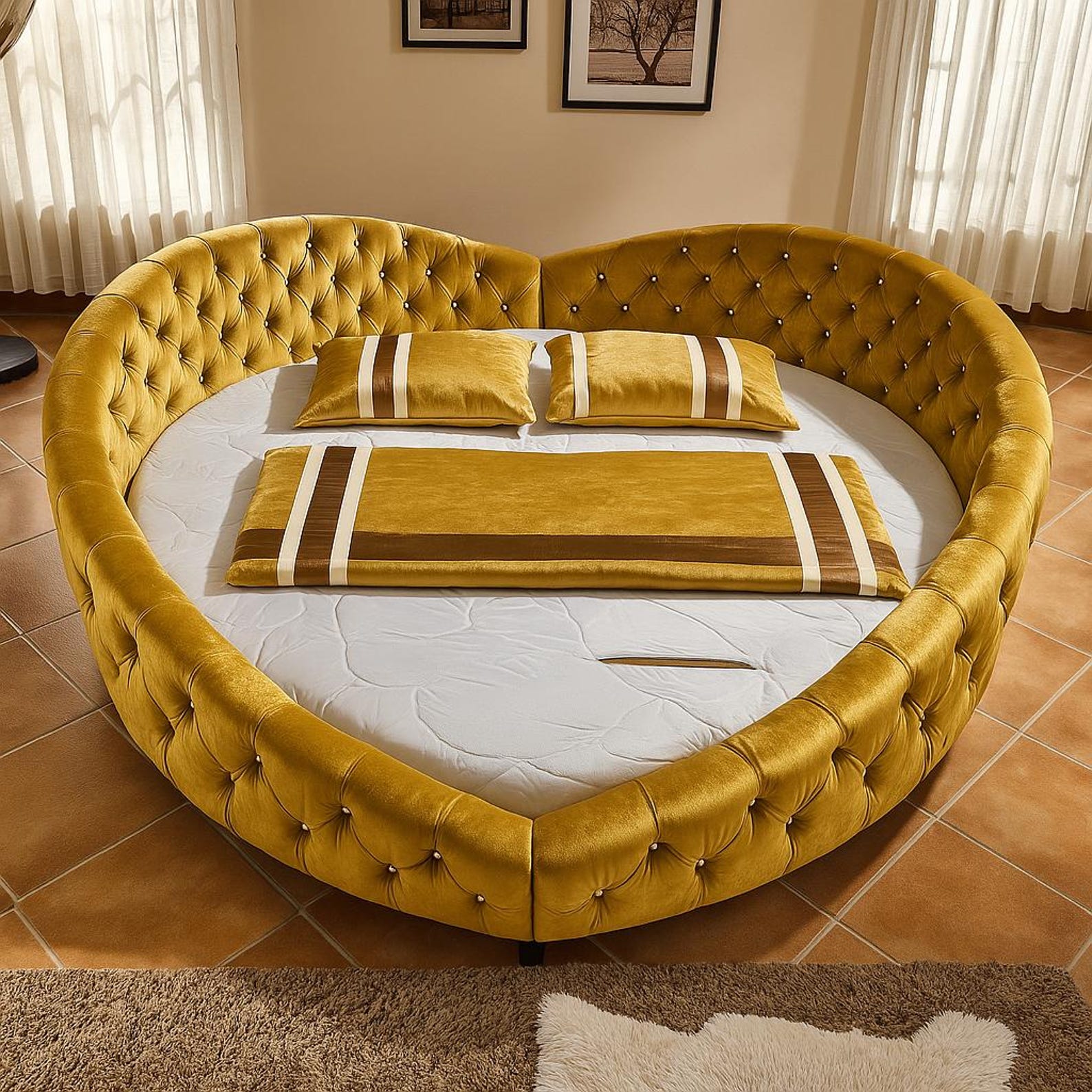 Round Bed Circle Uphlostery Tufted King Queen Full Size Any Color ...