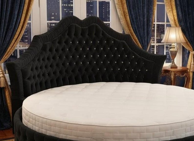 Black Chesterfield Bed With Crown Headboard – Custom Made, Any Size ...