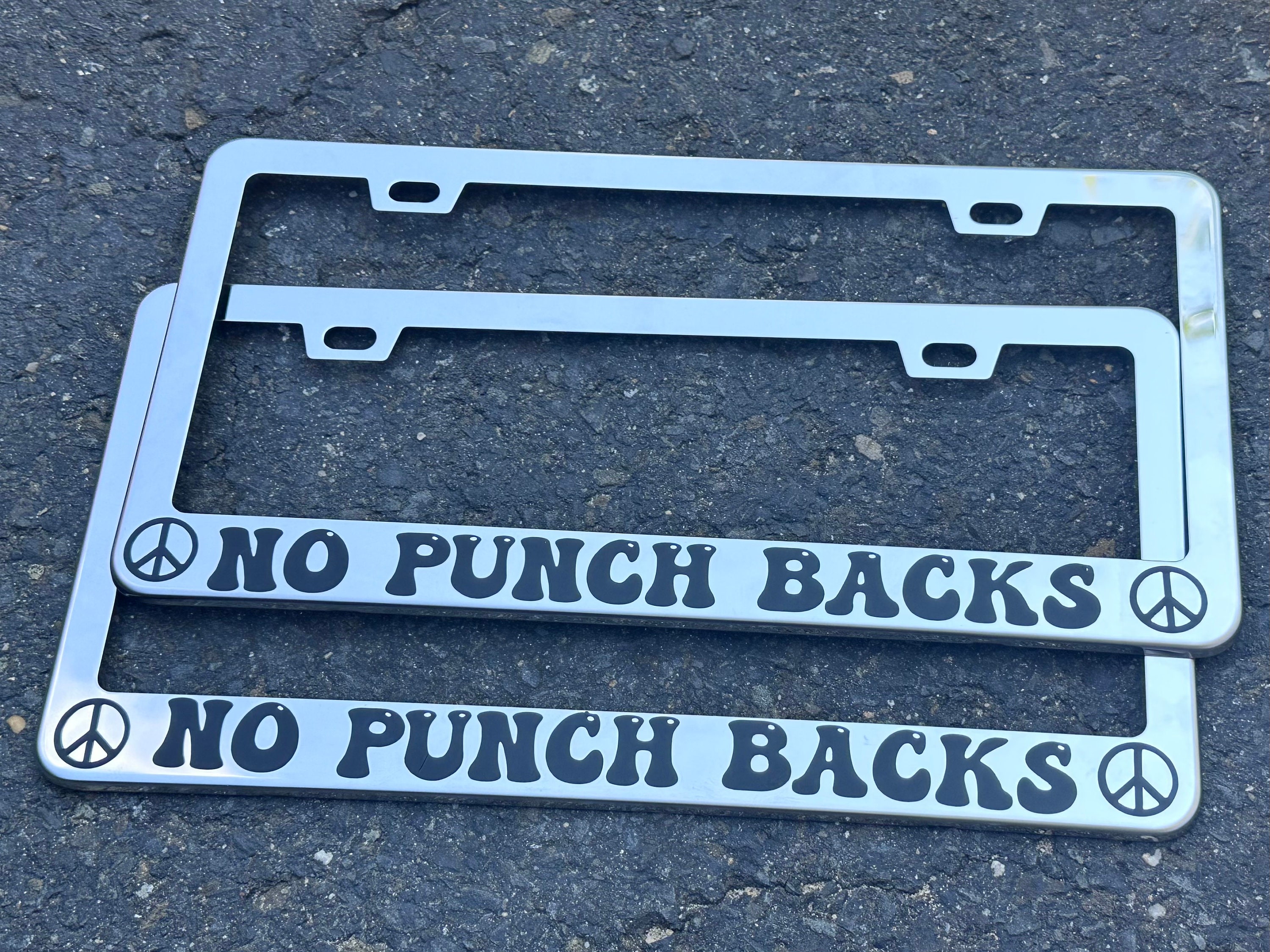No Punch Backs : Stainless Steel License Plate Frames Set of - Etsy