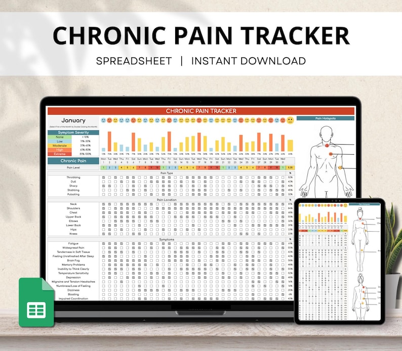 Chronic Pain Tracker Google Sheet, Pain Management Tracker, Chronic ...