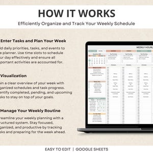 Weekly Hourly Planner Spreadsheet, Week at a Glance, Weekly Schedule ...