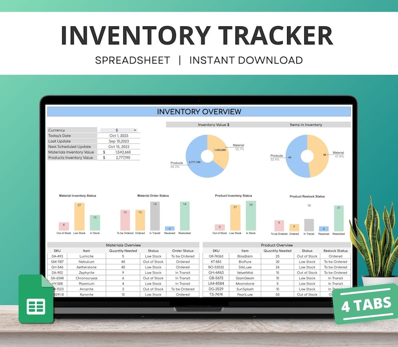 Inventory Tracker Google Sheets, Inventory Template Spreadsheet ...