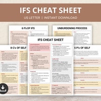IFS Cheat Sheet, Internal Family Systems Therapy Worksheets, IFS Parts ...