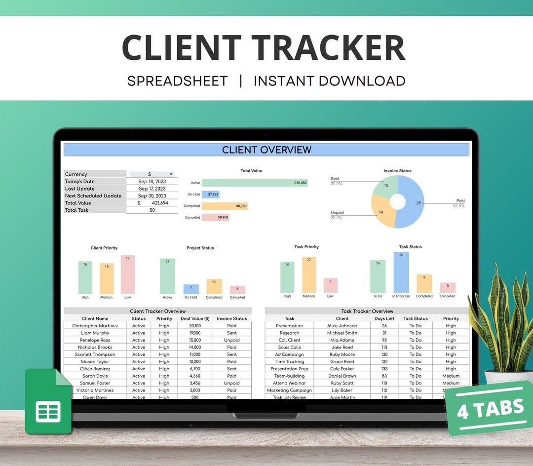 Client Tracker Google Sheets Client Management Template CRM - Etsy