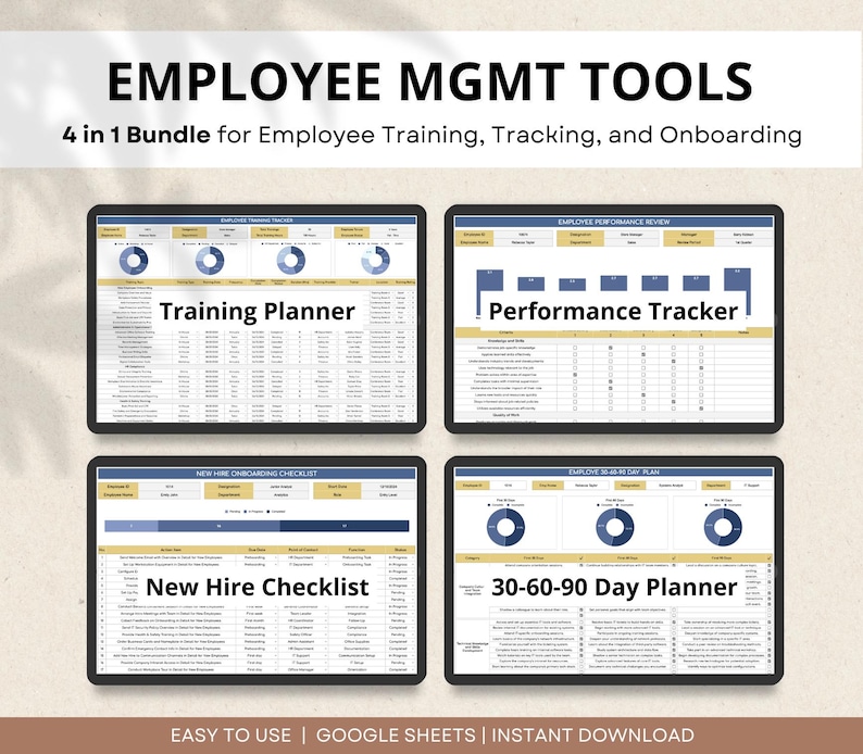 Employee Management Spreadsheets 4in1 Bundle, Employee Training Planner ...