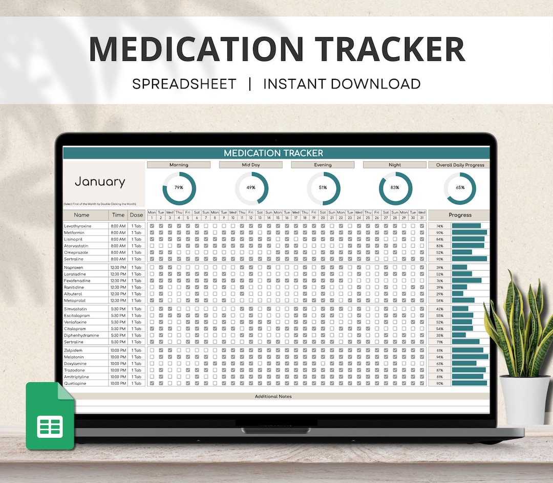Medication Tracker Google Sheet, Daily Medication Log, Medication ...