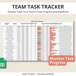 Team Task Tracker Spreadsheet, Project Management, Task Priority ...