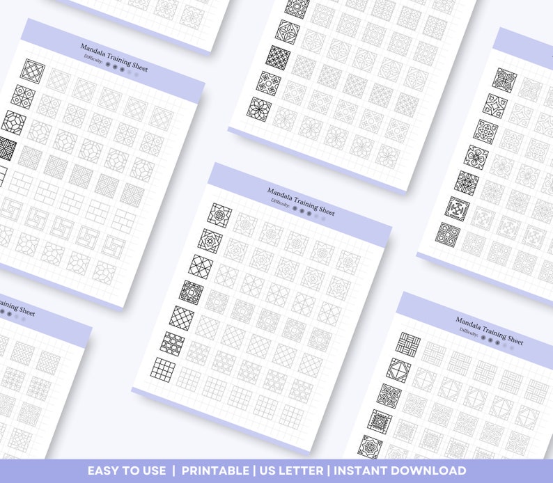 Square Mandala Practice Sheets, Mandala Training Patterns, Mandala ...