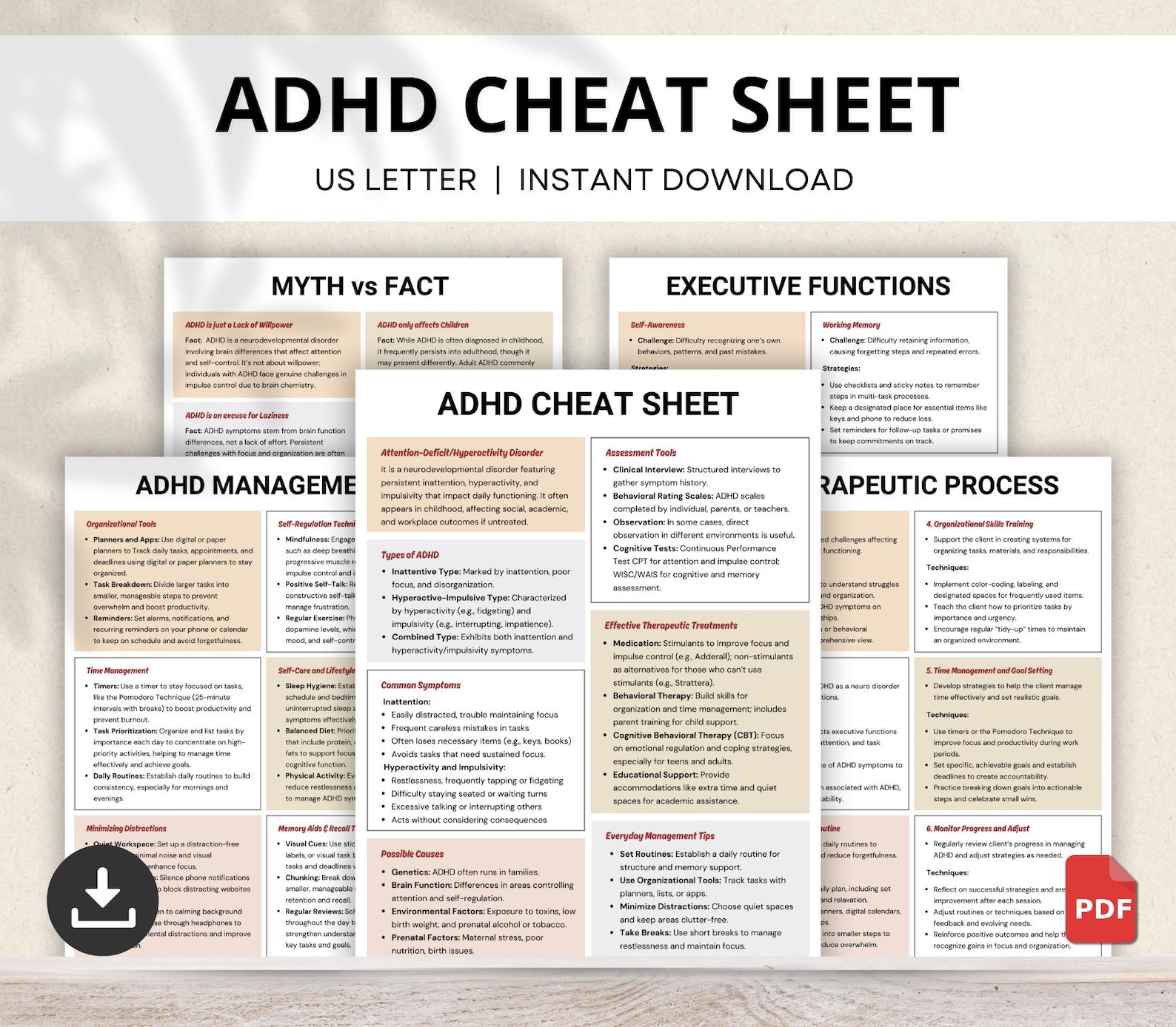 ADHD Cheat Sheet, Attention Deficit Hyperactivity Disorder Worksheets ...