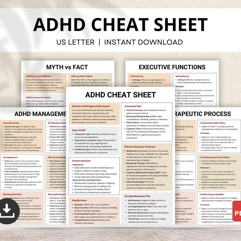 Adhd Cheat Sheet - Etsy