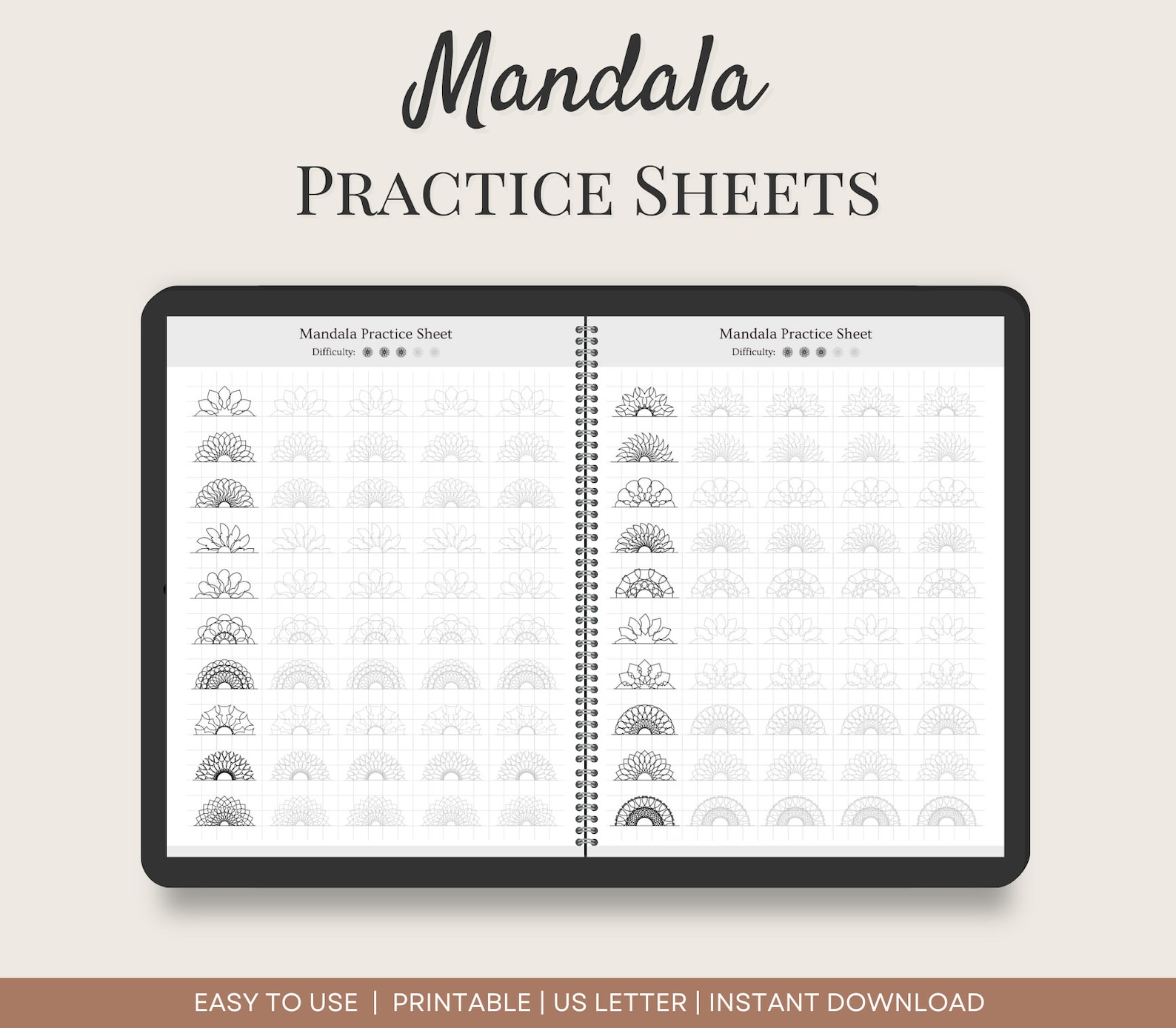 Mandala Practice Sheets, Mandala Training Patterns, Mandala Art Therapy ...