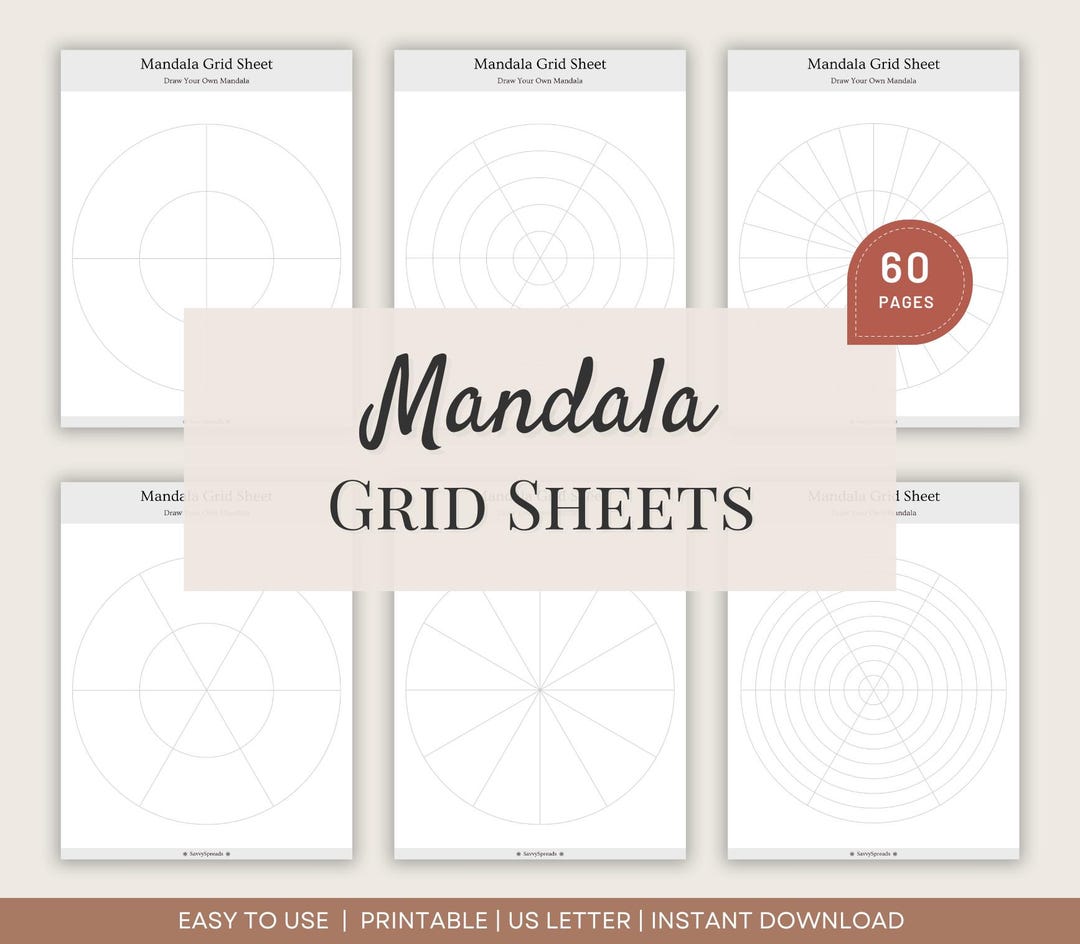 Mandala Grid Sheets, Mandala Practice Sheets, Mandala Training Sheets ...