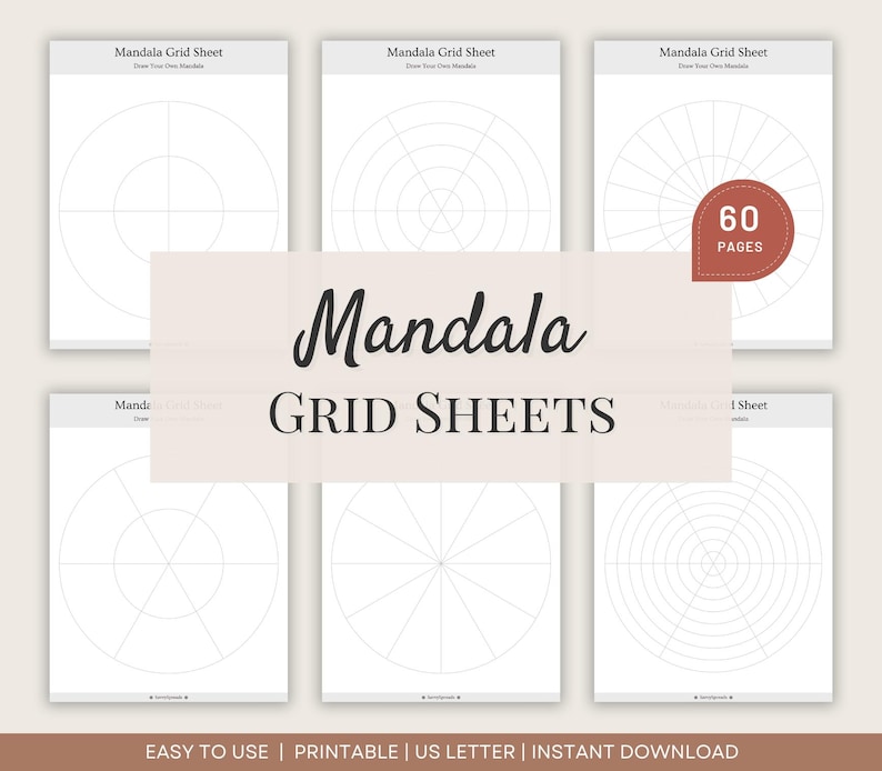Mandala Grid Sheets, Mandala Practice Sheets, Mandala Training Sheets ...