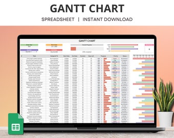 Gantt Chart Automated Project Timeline Task Tracker Google Sheets Template - Etsy