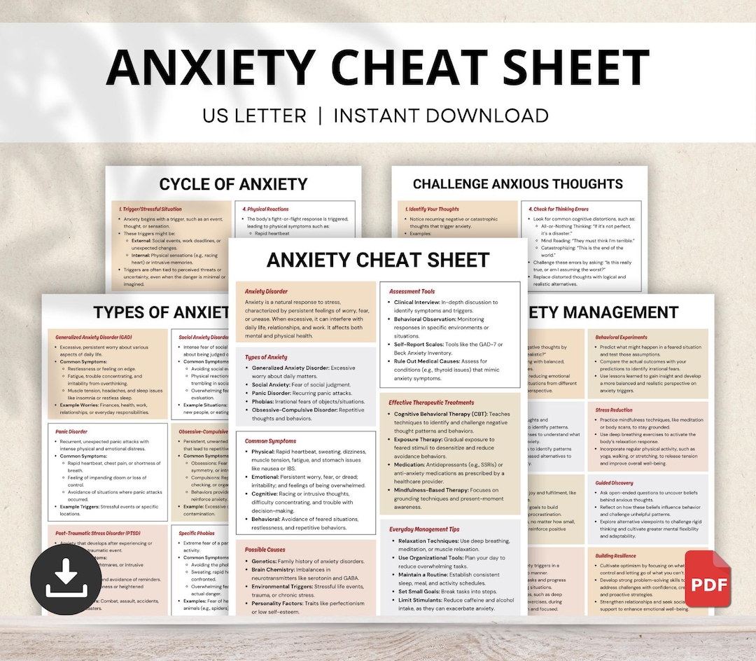 Anxiety Cheat Sheets, Anxiety Worksheets, Coping Skills, Anxiety Relief ...