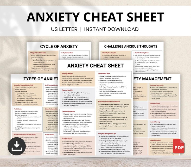 Anxiety Cheat Sheets, Anxiety Worksheets, Coping Skills, Anxiety Relief ...