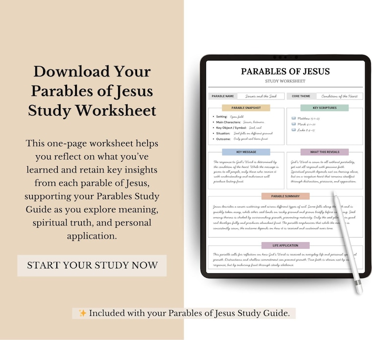 Parables of Jesus Study Guide, Bible Study Notes, 45 Parable Summaries ...