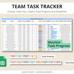 Team Task Tracker Google Sheets, Task Management Template, Task ...