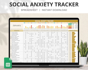 Social Anxiety Google Sheet, Anxiety Symptoms Tracker, Daily Social ...