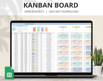 Kanban Board Excel Template Task Tracker Project Management Gantt Chart ...