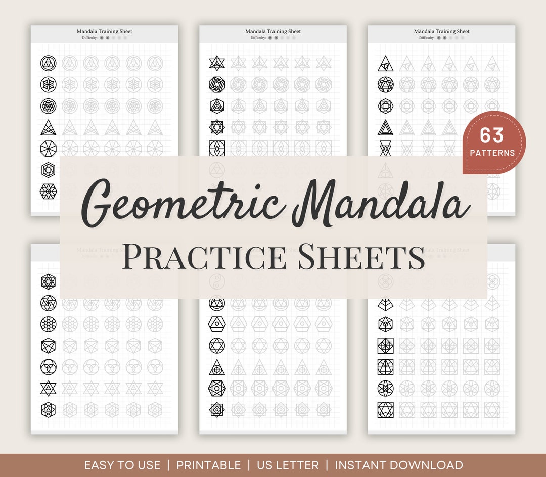 Geometric Mandala Practice Sheets, Mandala Patterns for Beginners ...