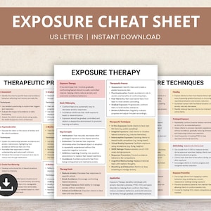 Exposure Therapy Cheat Sheet, Exposure Hierarchy, Response Prevention, ERP Therapy Worksheets ...